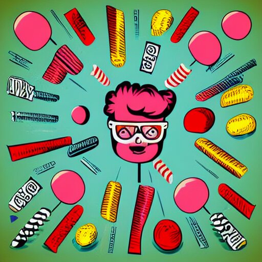 candy floss lollipop rush art by butcher billy, sticker, colorfu ...