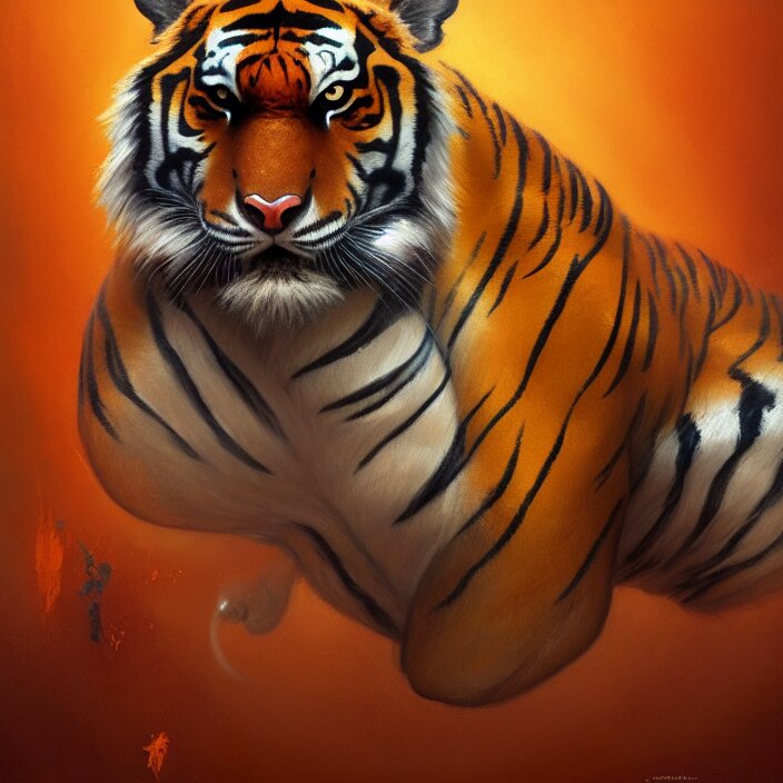 Lexica - Excellent painted portrait of tiger, high quality masterpiece ...