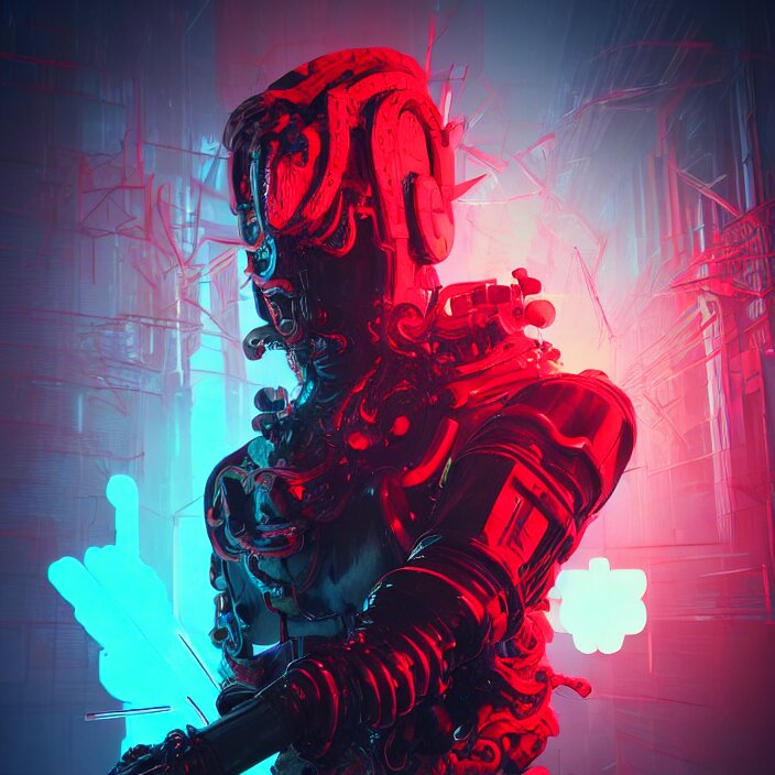 Lexica - Cyber punk, oni mask, 3 d render beeple, portrait, japanese ...