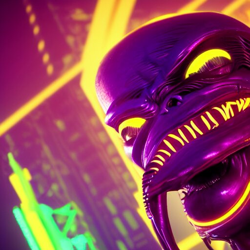 Lexica - Synthwave alien face with neon tattos, detailed face, sharp ...