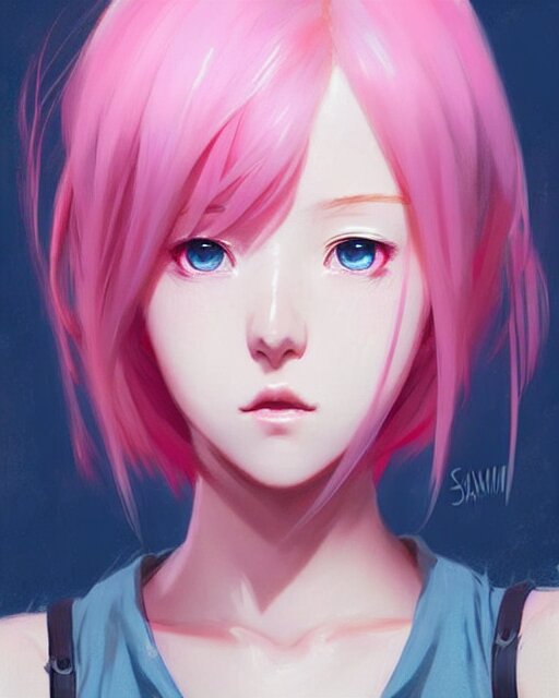 Lexica - Cute girl with pink hair | | very very anime!!!, fine - face ...