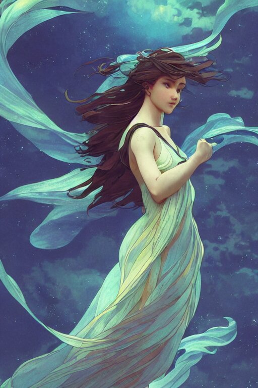 Lexica - A beautiful render of a beautiful female air sprite, wind, a ...