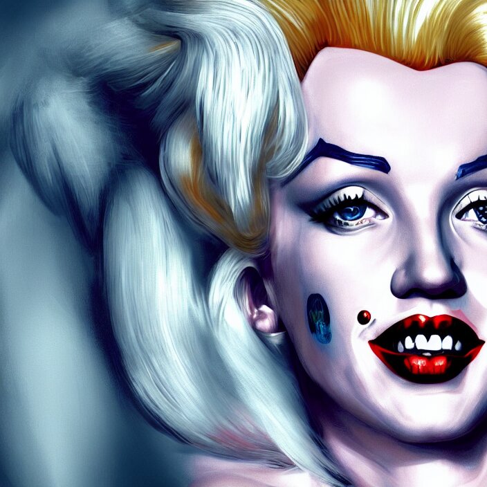Lexica - Portrait of Marilyn Monroe as a harley quinn. intricate ...