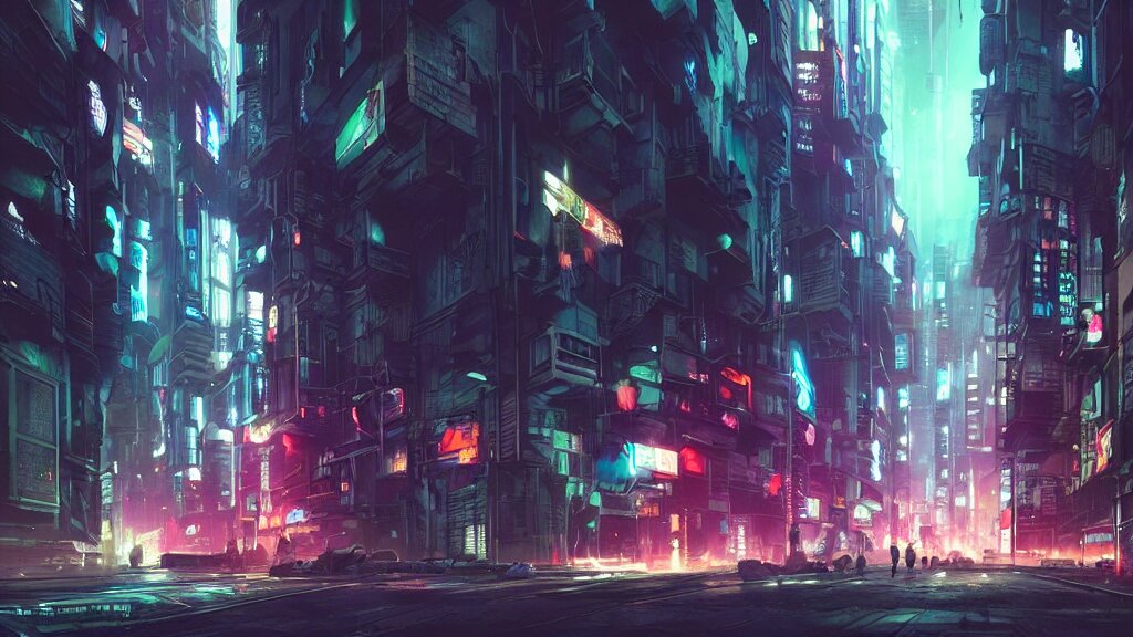Lexica - Cyberpunk city streets at night, digital illustration by greg ...
