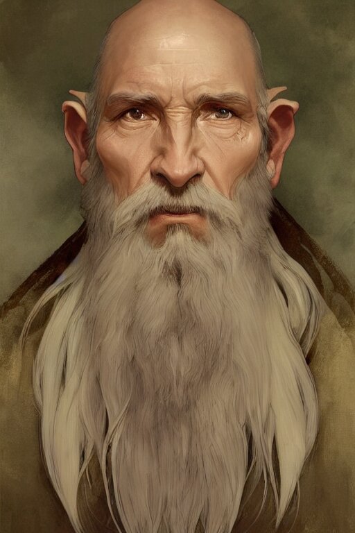 Lexica - A highly detailed portrait painting of an elderly healer elf ...