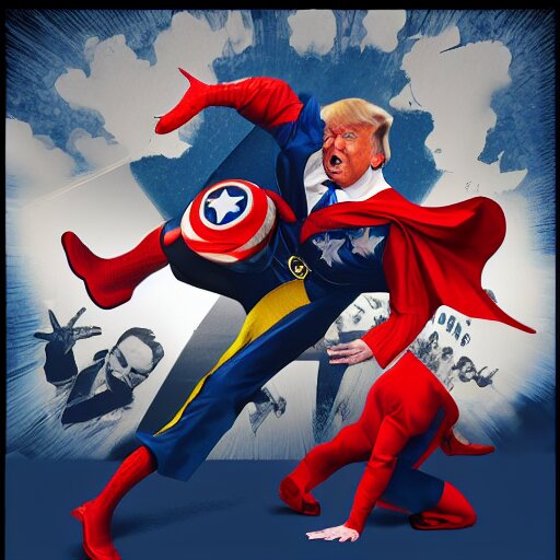Lexica - Donald trump as an american superhero stepping on opponent, by ...