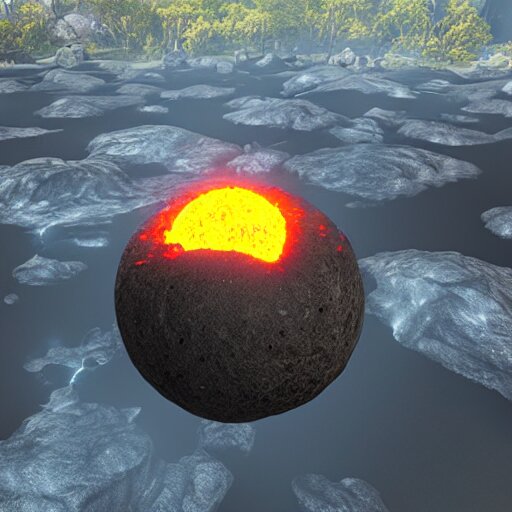 a sphere of molten core, melting sphere, glowing magma sphere, l ...