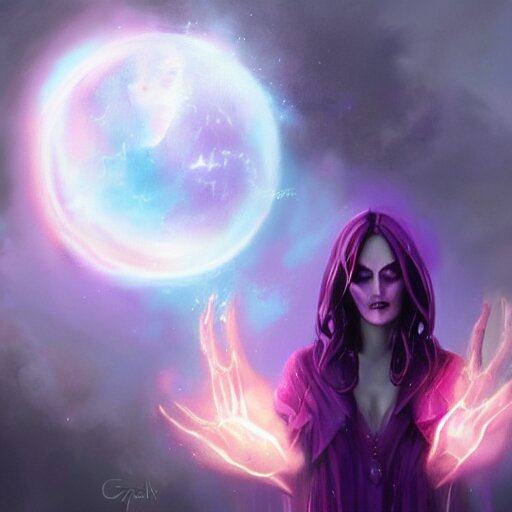 a beautiful Purple Magician based on Maryln Manson with glowing ...