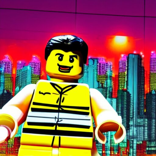 a xi jinping lego statue, in the style of synthwave, auoroacore ...