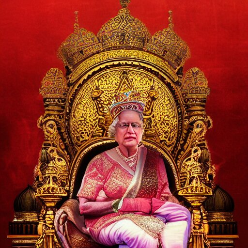 Lexica - The queen of india sitting on a throne, moody atmosphere ...