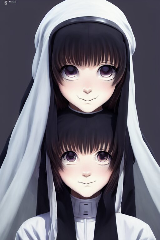 Lexica - Portrait Anime girl in nun clothes, holy church Warhammer ...