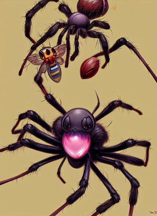 Lexica - Cute spider eating moth, natural lighting, path traced, highly ...