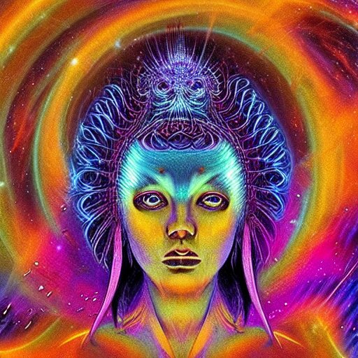 “photo of a beautiful extraterrestrial woman goddess, psychedeli ...