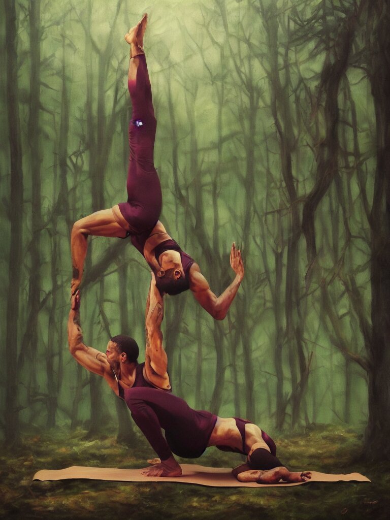 Lexica - Lebron james doing yoga in the forest, epic dark fantasy ...