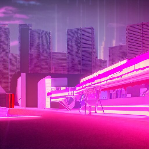 Lexica - Synthwave art of peykan, tehran, octane render, pink neon lights