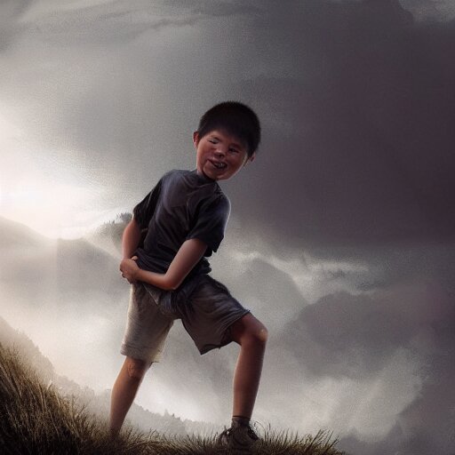 Lexica - A boy having basket on his back and he is climbing on the ...