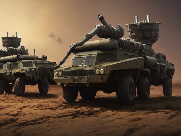 Lexica - Multiple Rockets Launch System military vehicle, Oil Painting ...