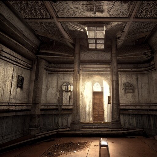 interior mazelike architecture from quake, lovecraftian, liminal ...