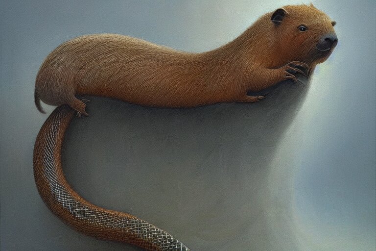 Lexica - Painting of hybrid between capybara & snake!!!!!, intercrossed ...