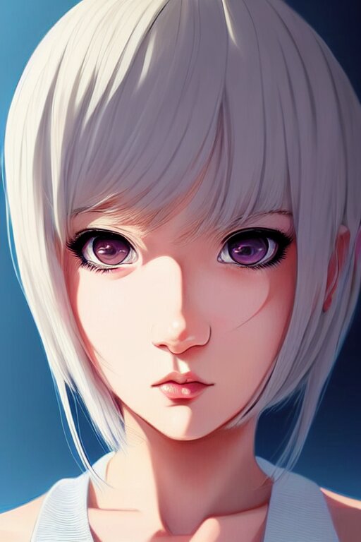 Lexica - Portrait Anime girl, cute-fine-face, white-hair pretty face ...