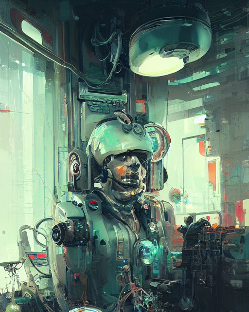 Lexica - Neon medical machinery cyberpunk futuristic, reflective engine ...