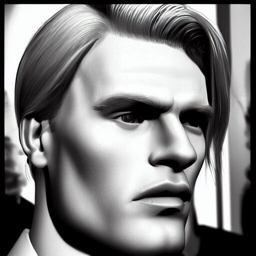 Lexica - A close up realistic portrait of a blonde man with chiseled ...