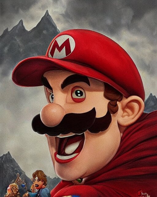Lexica - Portrait of super mario in lord of the rings, red cap ...