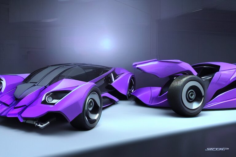 cyberpunk purple batmobile concept inspired sports car, futurist ...