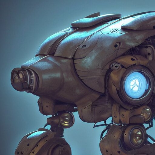 mechanical fox with robo tech, apocalyptic elements, art render ...