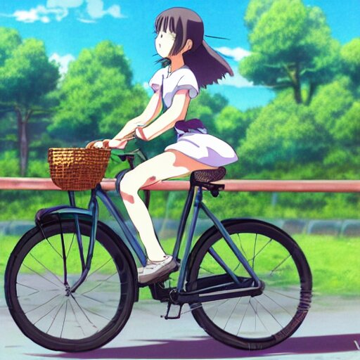 Lexica - Anime girl riding bicycle in highly detailed japanese suburb ...