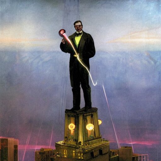Lexica - Bioshock thunder magnate Nikola Tesla atop the skyscraper ...