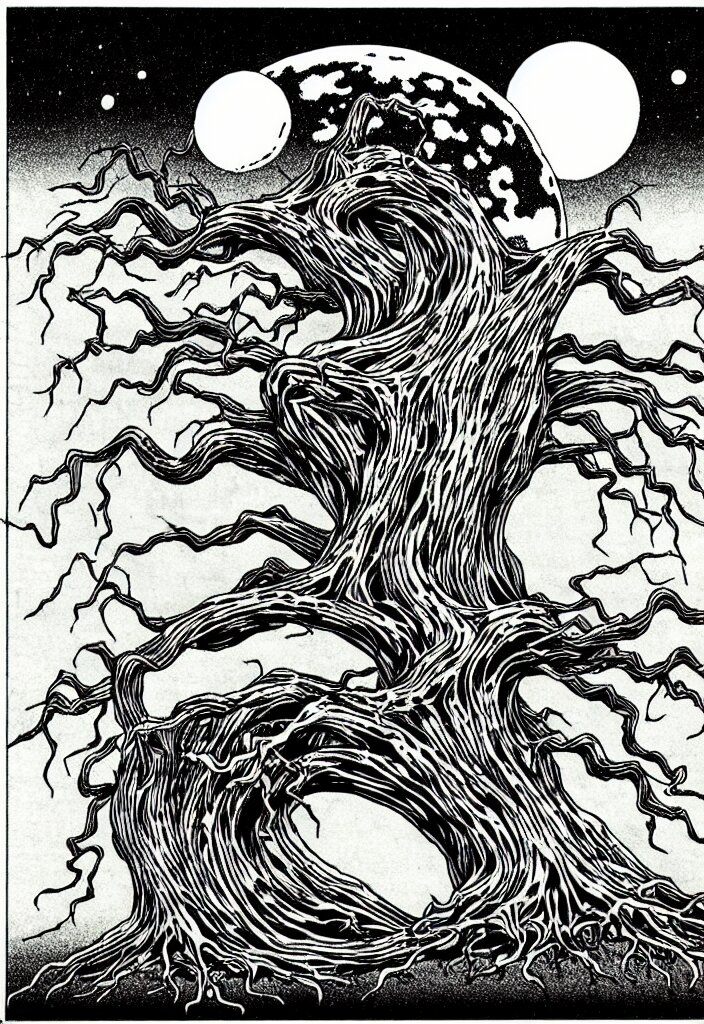 Lexica - Prompt: magical white skeleton Bonsai tree squid creature ...