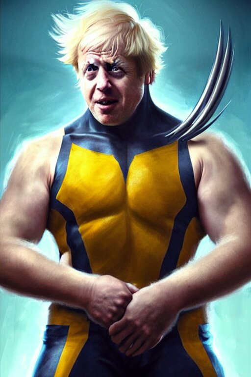 Lexica - Boris Johnson as Hugh Jackman Wolverine, claws are up, X-man ...