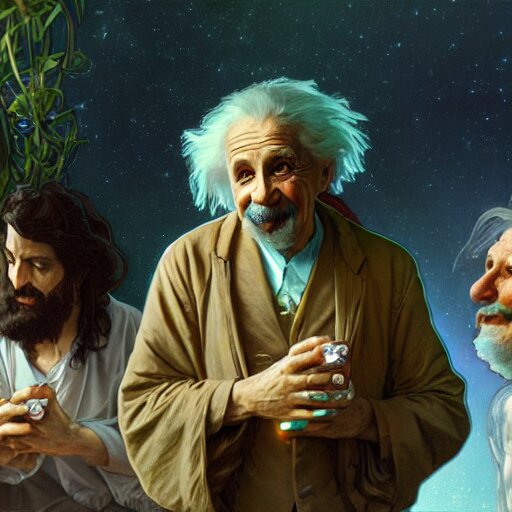 Lexica - Jesus, einstein and darwin are smoking weed, drunk, in the ...