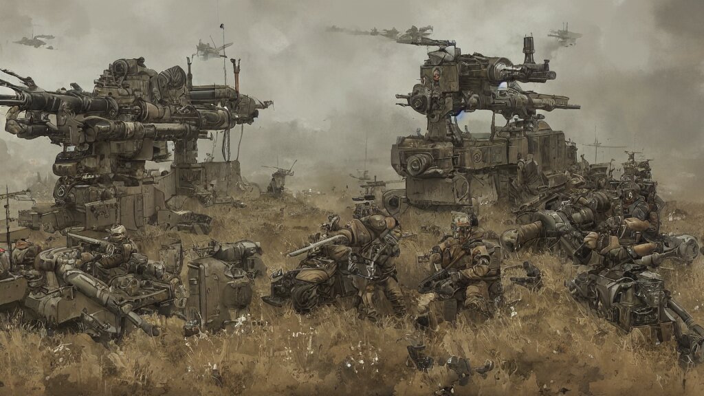 Lexica - Overview of dieselpunk heavy machine gun position ...