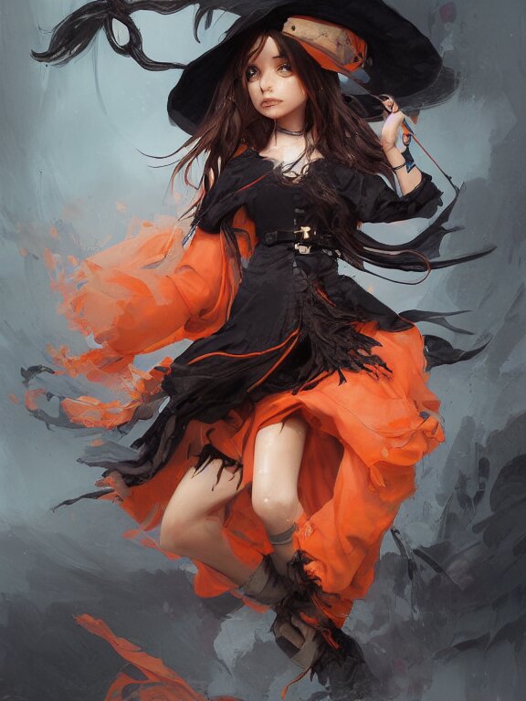 Full shot of a cute mischievous young witch about to get up to s... - Arthub.ai
