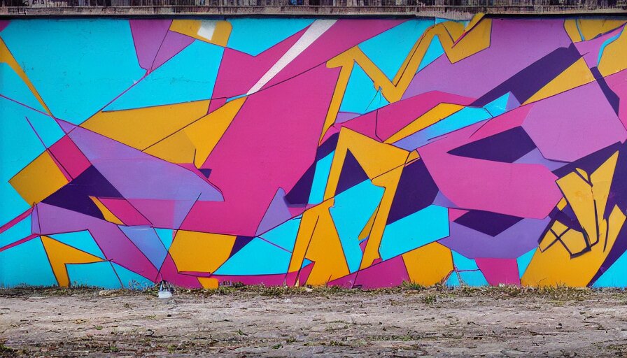 Lexica - Stray dog sleeping under graffiti 3 d street art depicting ...