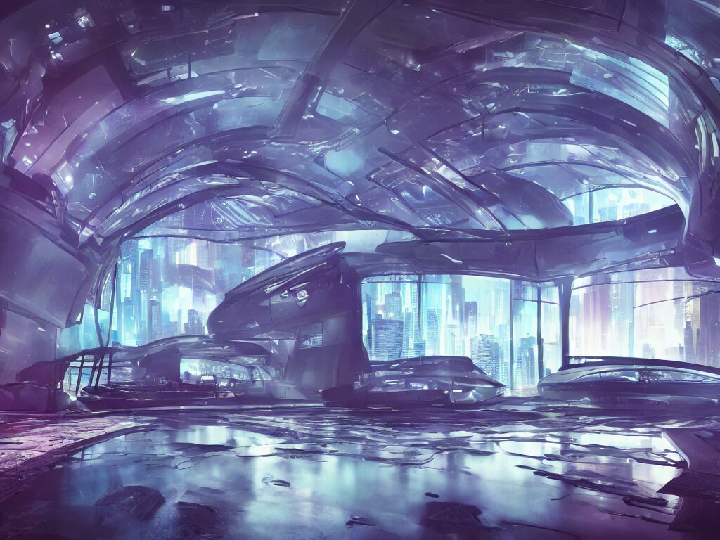 Lexica - A futuristic bedroom with large curved ceiling high windows ...