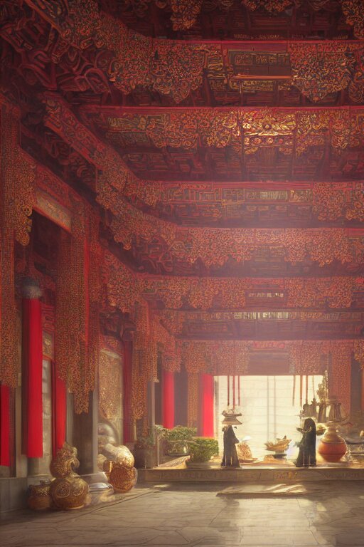 Lexica - Inside a luxurious chinese temple, portrait, powerfull ...