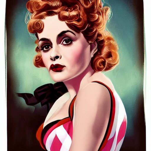 Lexica - Pin-up Helena Bonham Carter, 50’s style, illustration, highly ...