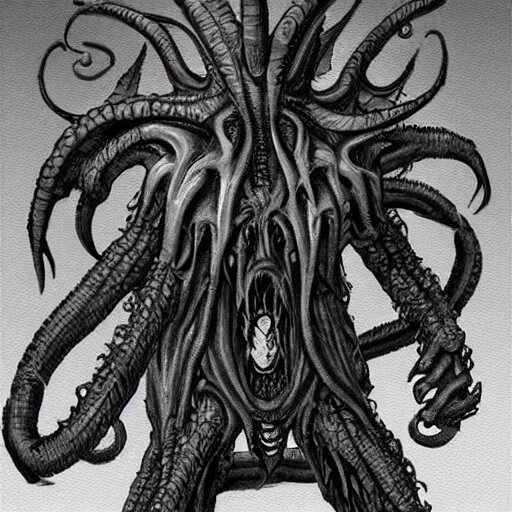 Lexica - Cthulu titan full body creature horror concept art