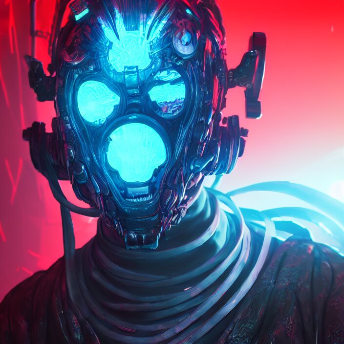 Lexica - Cyber punk, oni mask, 3 d render beeple, portrait, japanese ...