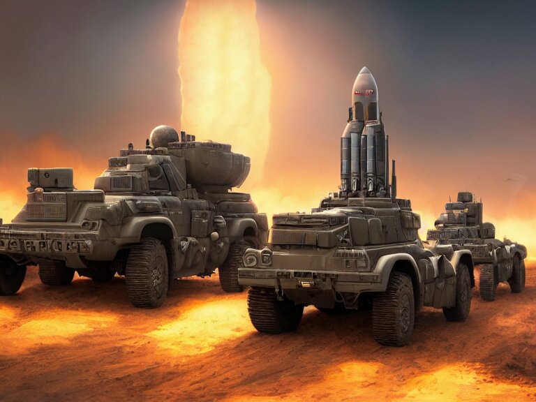 Lexica - Multiple Rockets Launch System military vehicle, Oil Painting ...