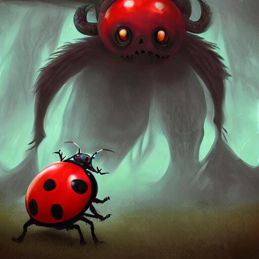 Lexica - Ladybug as a monster boss, fantasy art style, scary atmosphere ...