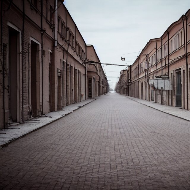 Lexica - Empty town street with identical soviet buildings. perfect ...