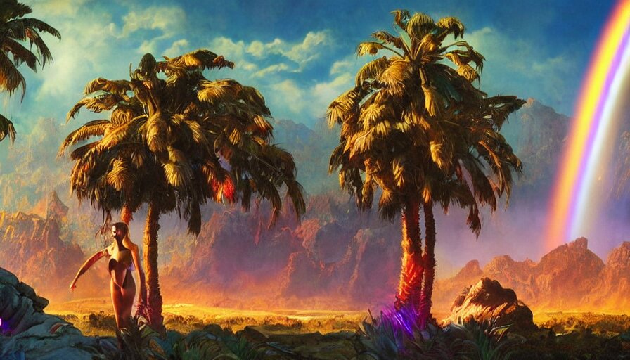 Lexica - Frank frazetta art, science fiction landscape, glowing woman ...