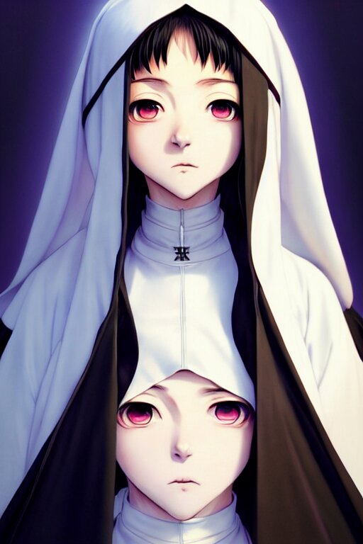 Lexica - Portrait Anime girl in nun clothes, holy church Warhammer ...