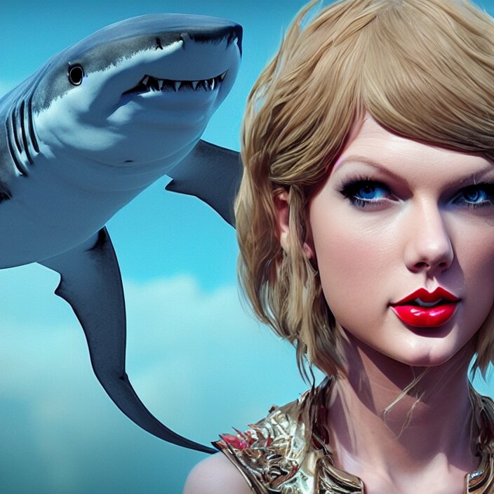 Lexica - Portrait of taylor swift cosplay as shark king. intricate ...