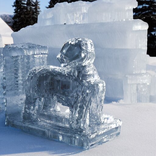 Lexica - A chair made of ice with a dog made of ice sitting on it ...