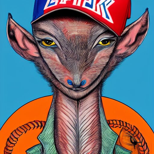 Lexica - A dik dik monster wearing a baseball hat, has tattoos, uk flag ...